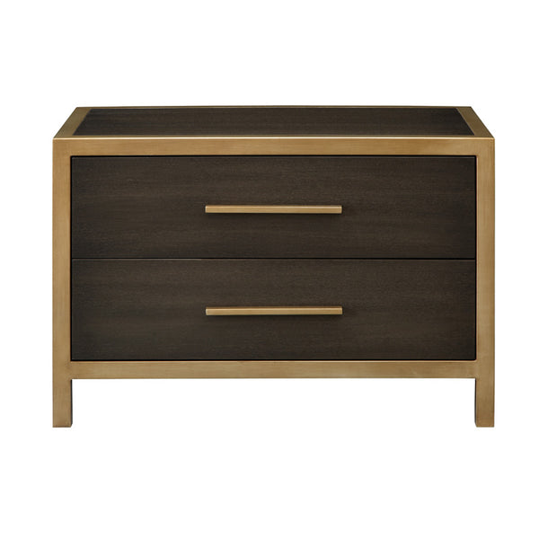 Santory Dark Walnut and Brass Nightstand Choice of Finish Herringbone and Company