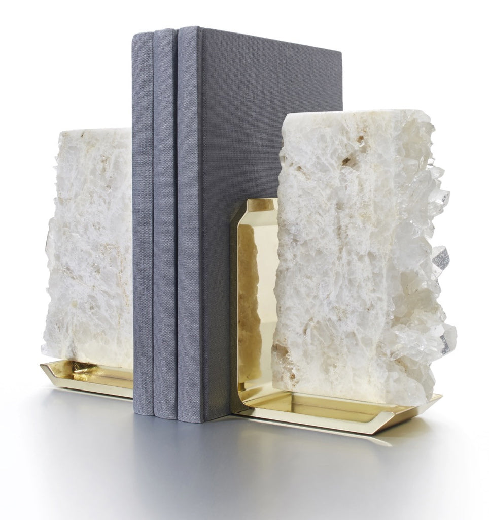 White Quartz Crystal Bookends | Herringbone and Company